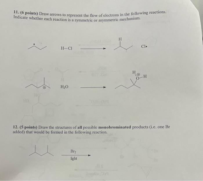 Solved 11. (6 points) Draw arrows to represent the flow of | Chegg.com