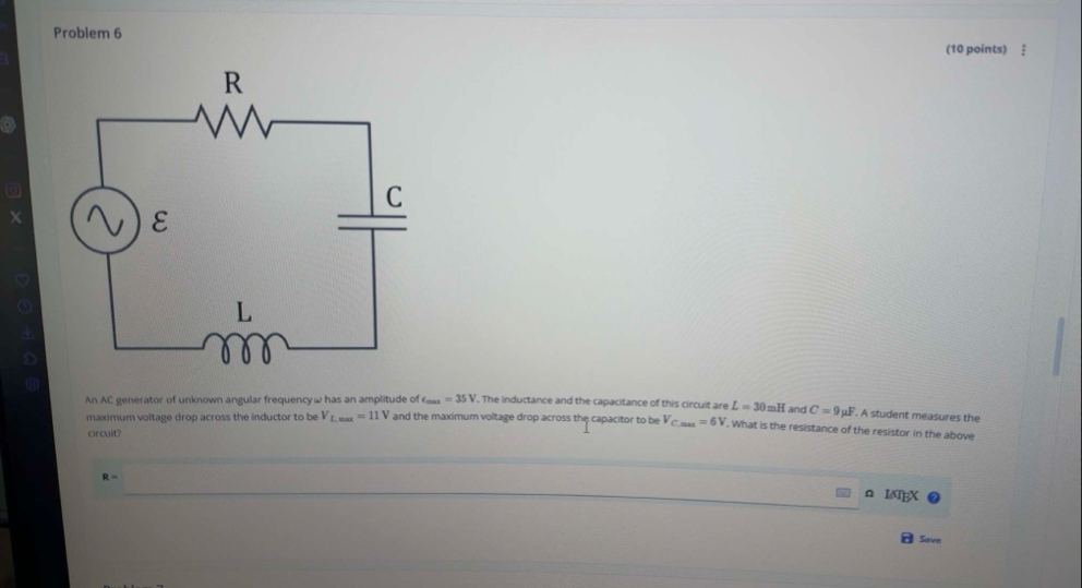 Solved Problem 6(10 ﻿points) An AC generator of unknown | Chegg.com