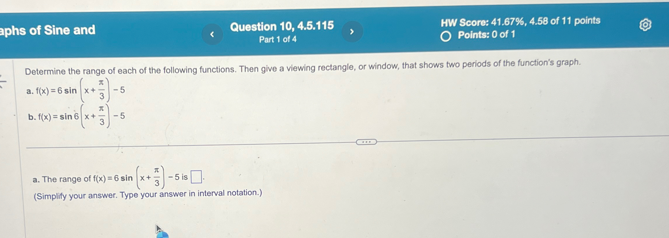 Solved aphs of Sine andQuestion 10, 4.5.115HW Score: | Chegg.com