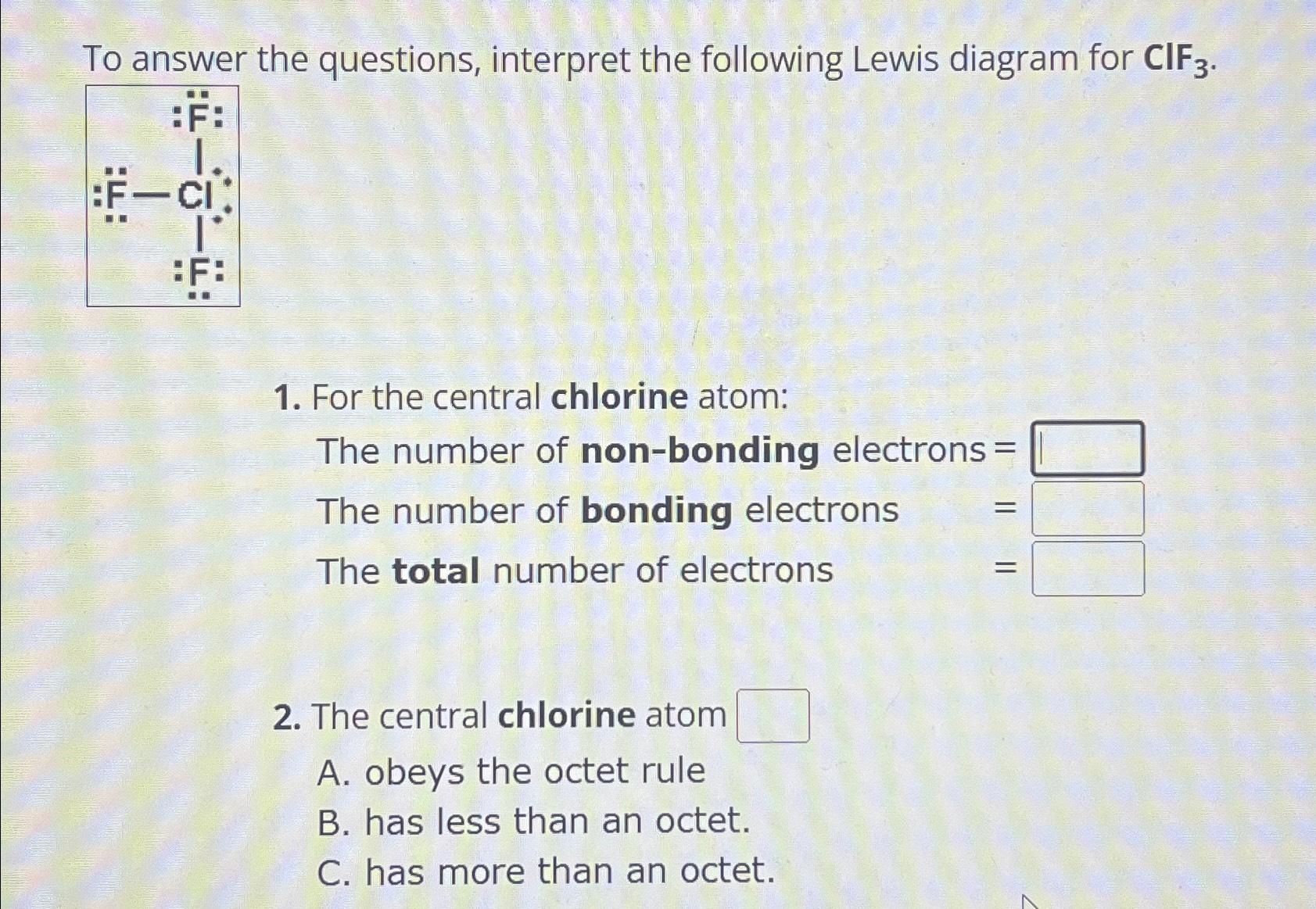 Solved To answer the questions, interpret the following | Chegg.com