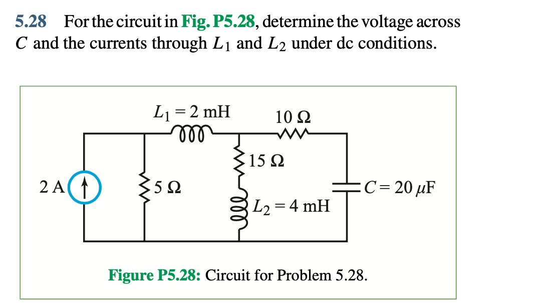 Solved 5.28 ﻿For the circuit in Fig. P5.28, ﻿determine the | Chegg.com