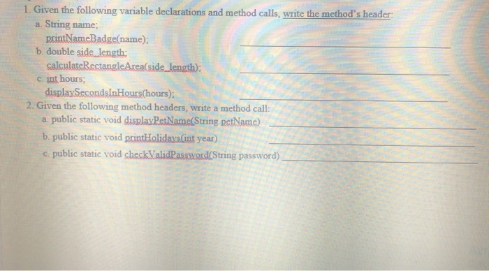 Solved In Figure 9-13, which method header would the | Chegg.com