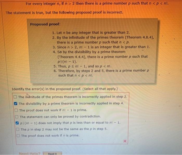 Solved For every integer n, if n > 2 then there is a prime | Chegg.com