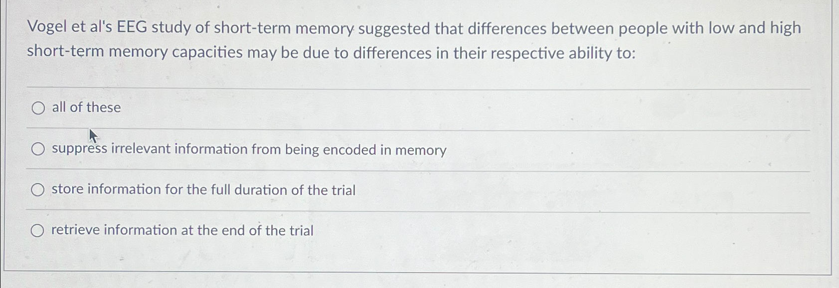 Solved Vogel et al's EEG study of short-term memory | Chegg.com
