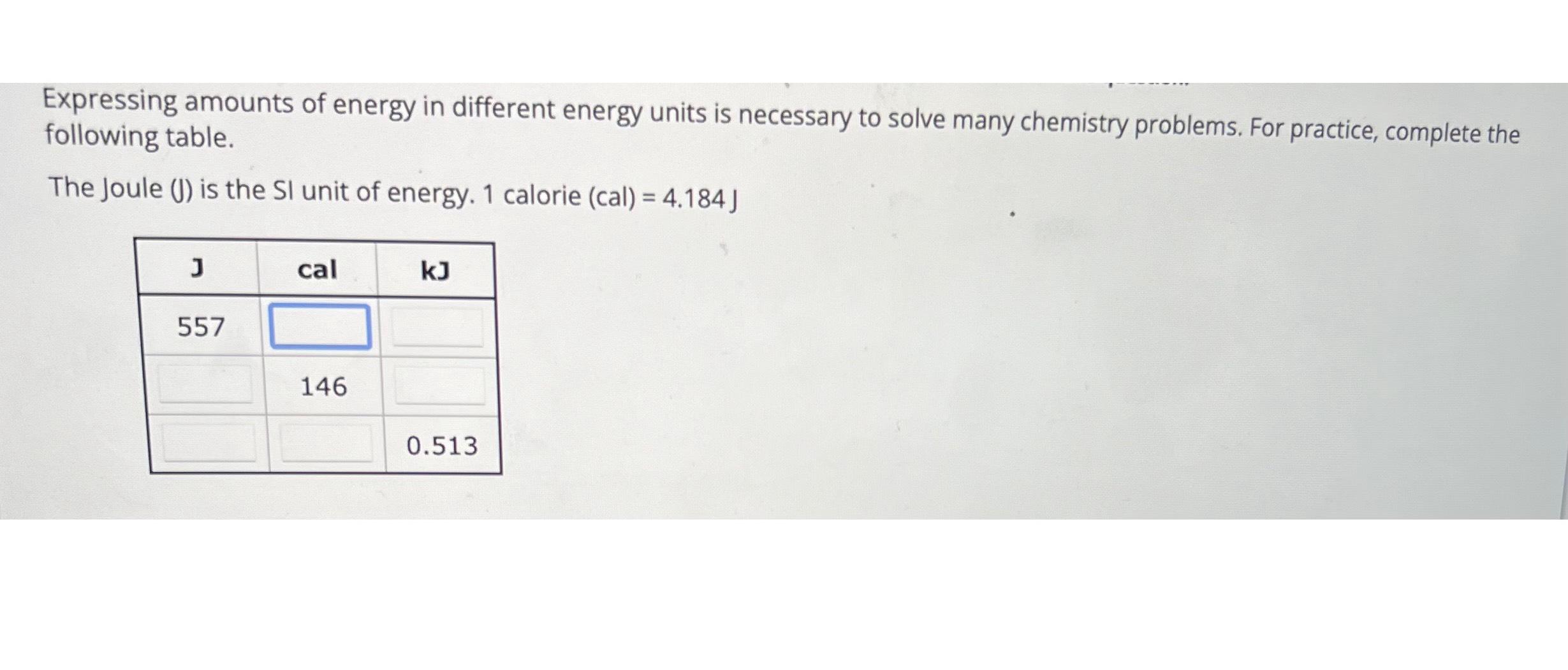 Solved Expressing amounts of energy in different energy | Chegg.com