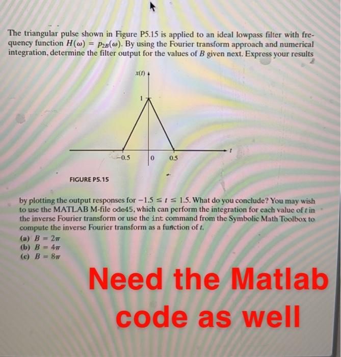 Solved The triangular pulse shown in Figure P5.15 is applied | Chegg.com