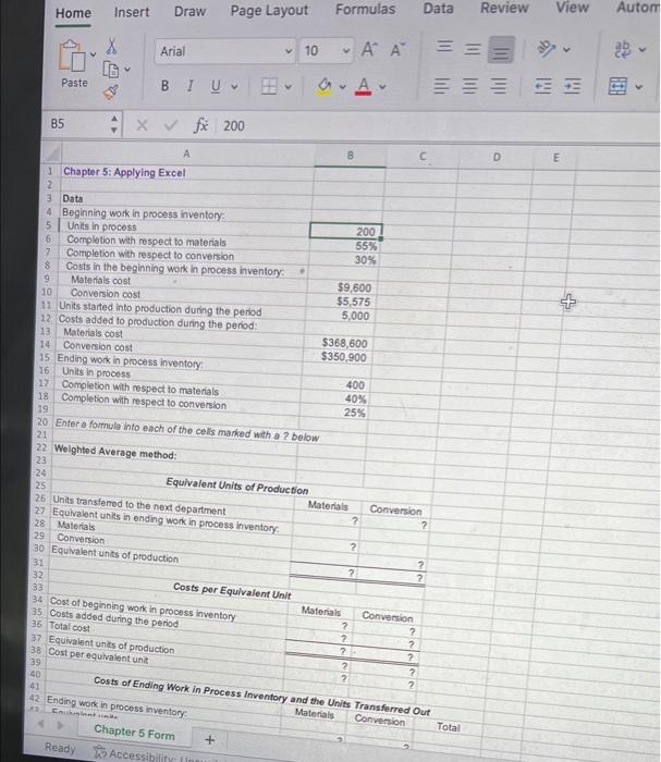 Solved Home Insert Draw Page Layout Formulas Data Review | Chegg.com