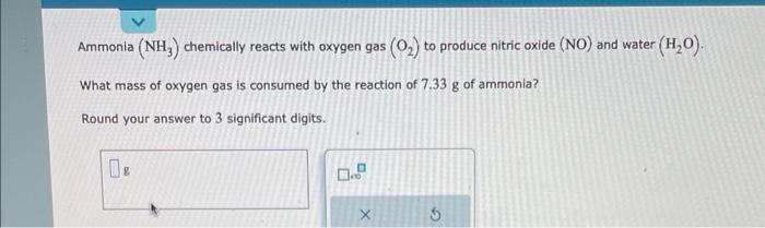 Solved Ammonia (NH3) chemically reacts with oxygen gas (O2) | Chegg.com