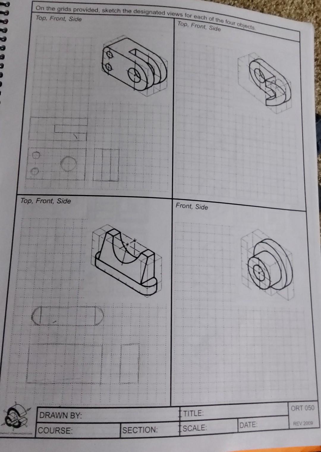 Solved Please help me complete these drawings with the | Chegg.com