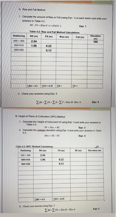 Solved A Rise and Fall Method 1. Calculate the amount of | Chegg.com