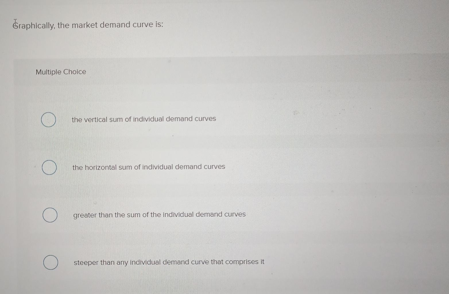 Solved Graphically, the market demand curve is:Multiple | Chegg.com