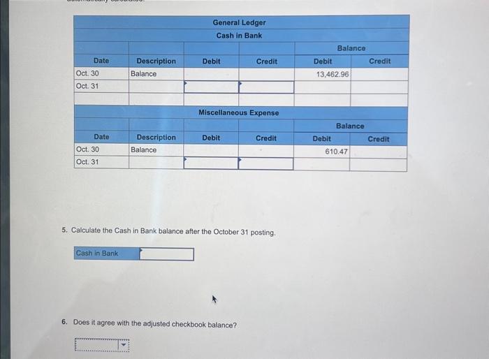 4.Post the bank service charge journal entry to the | Chegg.com