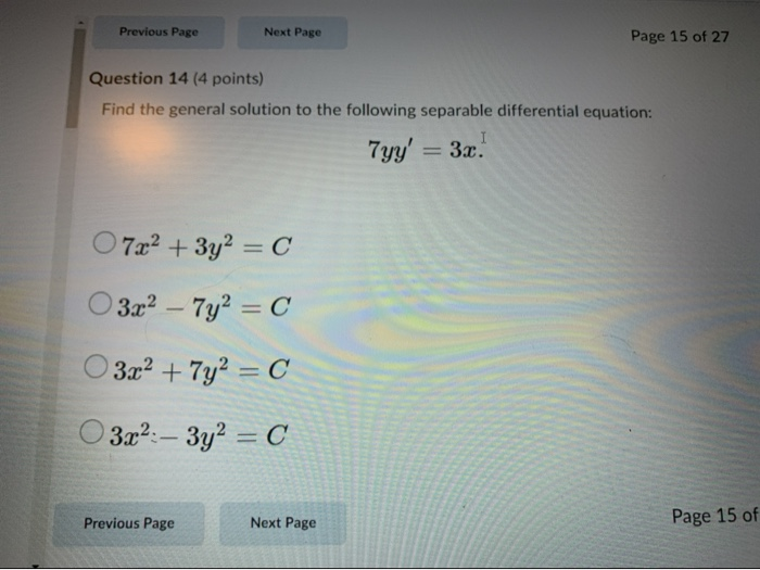 Solved Previous Page Next Page Page 15 of 27 Question 14 (4 | Chegg.com