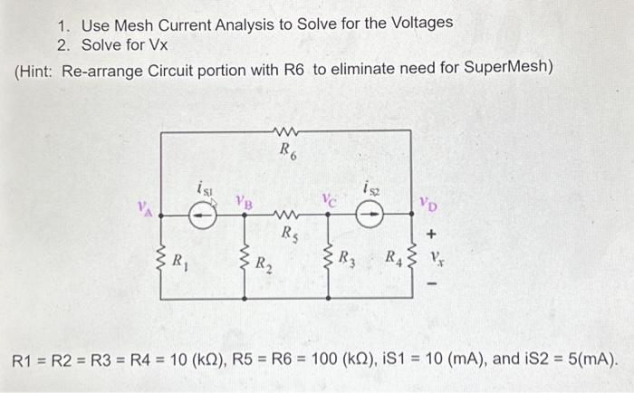 Solved 1. Use Mesh Current Analysis to Solve for the | Chegg.com