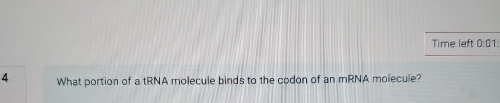 Solved What portion of a TRNA molecule binds to the codon of | Chegg.com