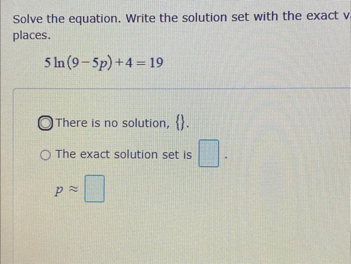 Solved Solve the equation. Write the solution set with the | Chegg.com