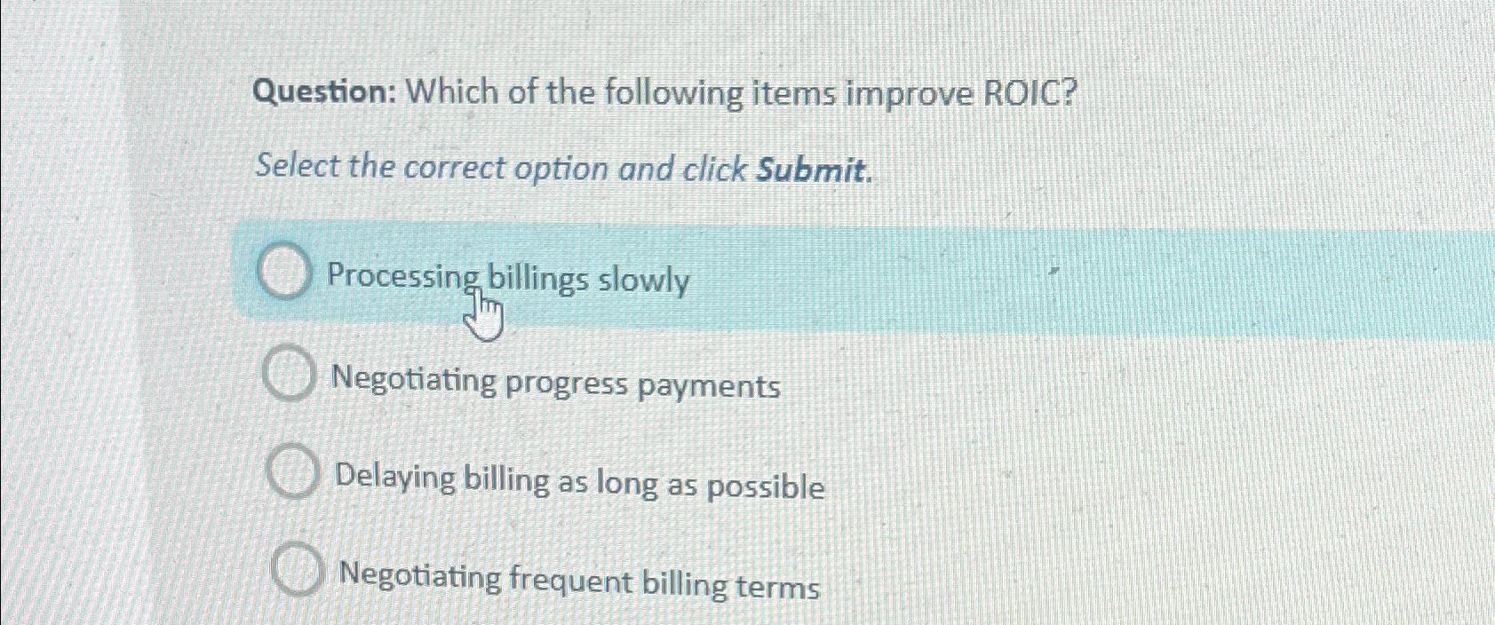 Solved Question: Which of the following items improve | Chegg.com