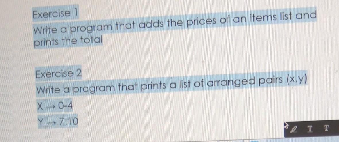 Solved Exercise 1 Write a program that adds the prices of an | Chegg.com