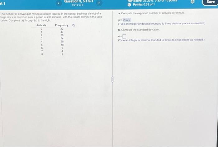 Solved art 1 The number of arrivals per minute at a bank | Chegg.com