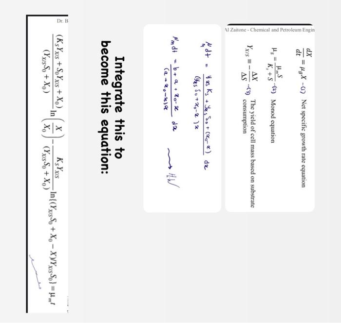 Solved dtdX=μgX−ϕ) Net specific growth rate equation | Chegg.com
