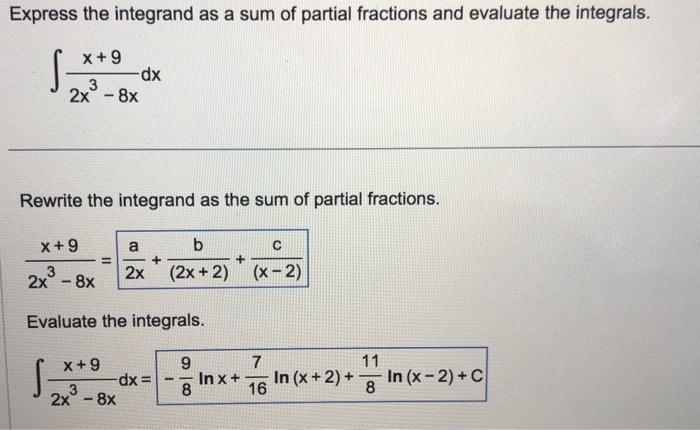 Solved Express the integrand as a sum of partial fractions | Chegg.com