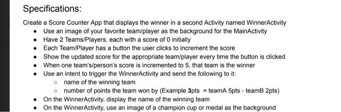 Solved Specifications: Create a Score Counter App that | Chegg.com