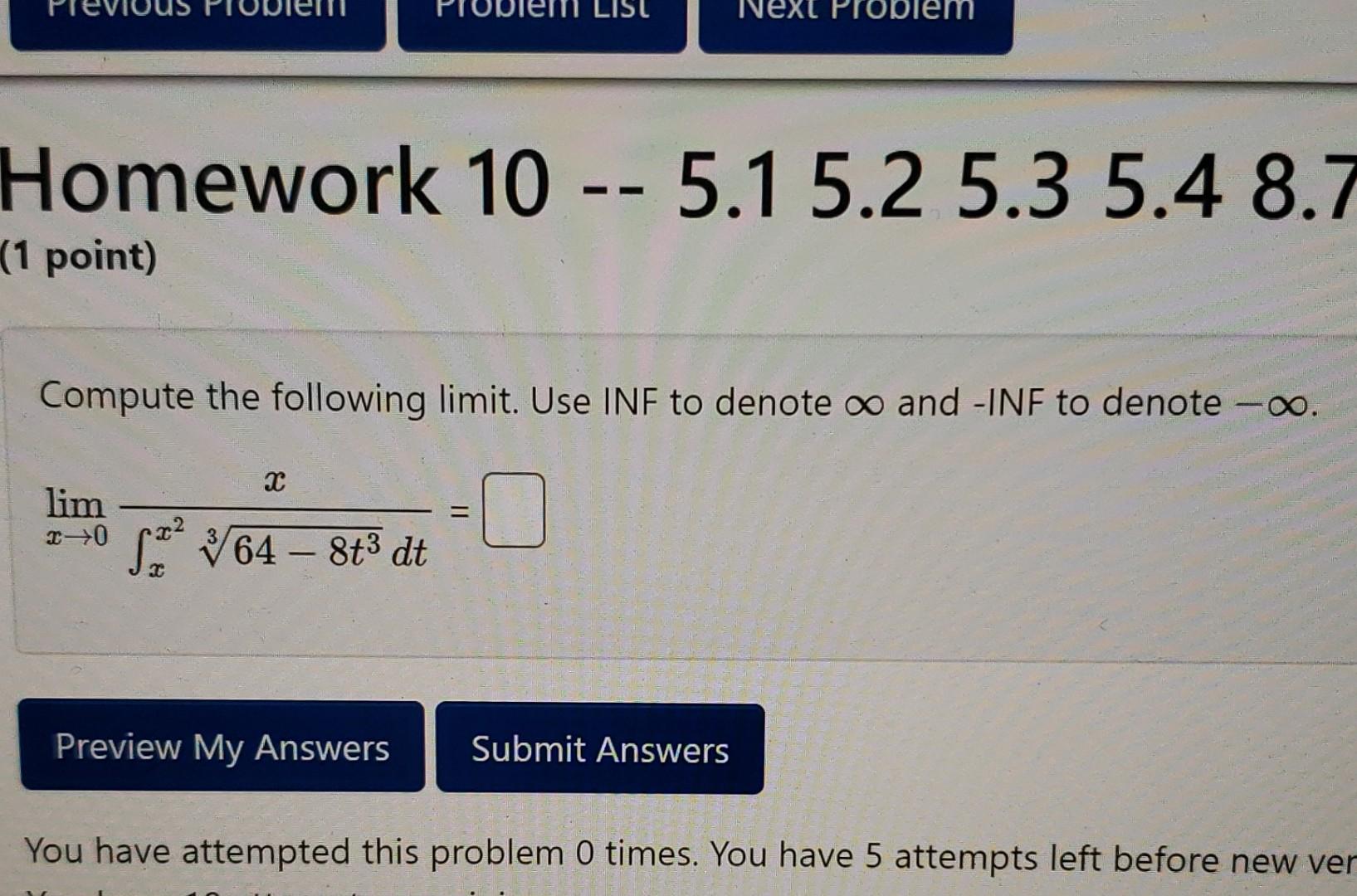 Solved Homework 10 -- 5.15 .25 .35 .48 .7 (1 point) Compute | Chegg.com