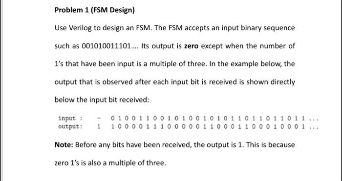 Solved PLEASE PROVIDE VERILOG CODES FOR BOTH THE FSM DESIGN | Chegg.com