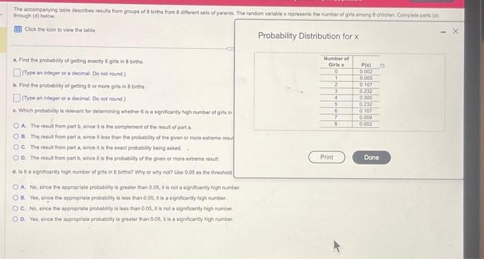Solved Click the icon to view the table. Probability | Chegg.com