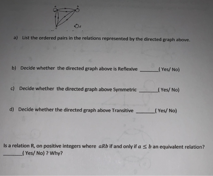 Solved a) List the ordered pairs in the relations | Chegg.com