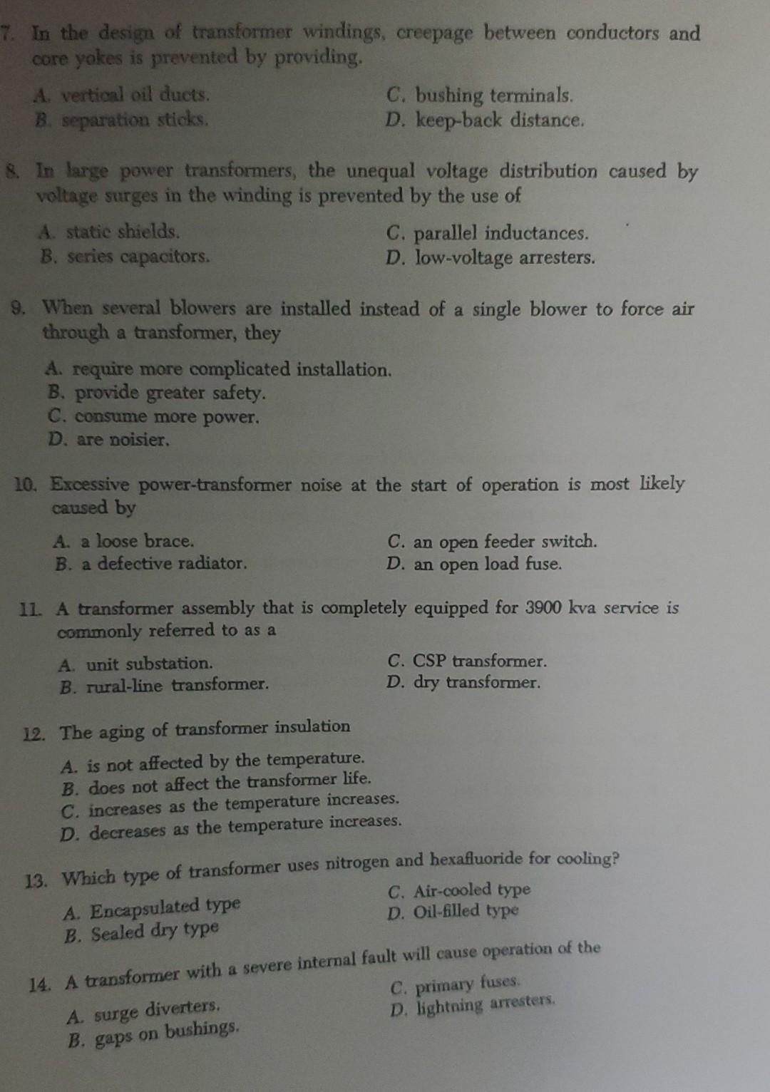 Solved 7. In the design of transformer windings, creepage | Chegg.com