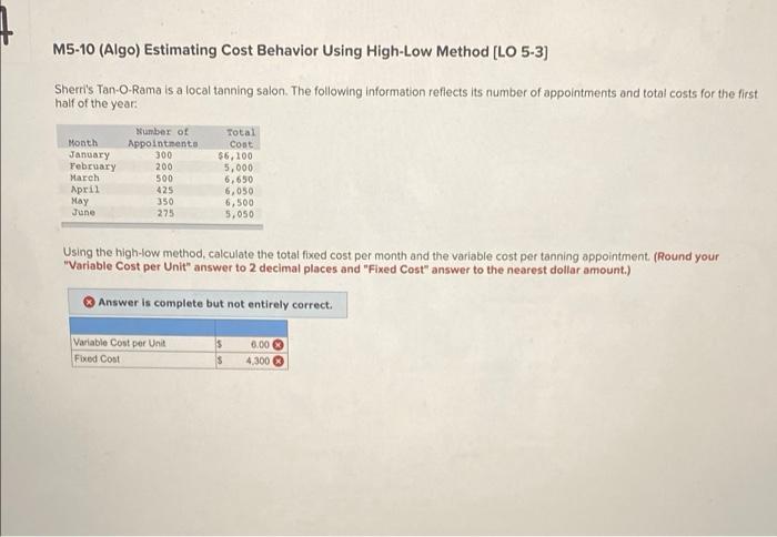 Solved M5-10 (Algo) Estimating Cost Behavior Using High-Low | Chegg.com