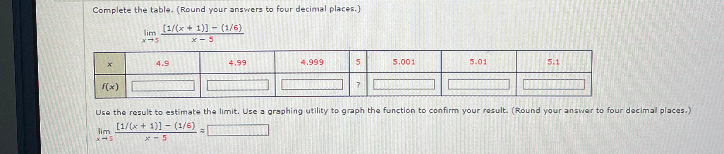 Solved Complete the table. (Round your answers to four | Chegg.com