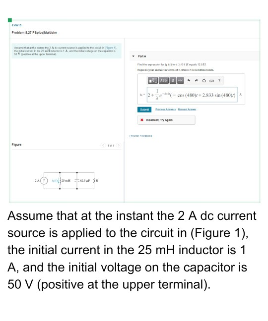 Solved Assume that at the instant the 2 A dc current source | Chegg.com