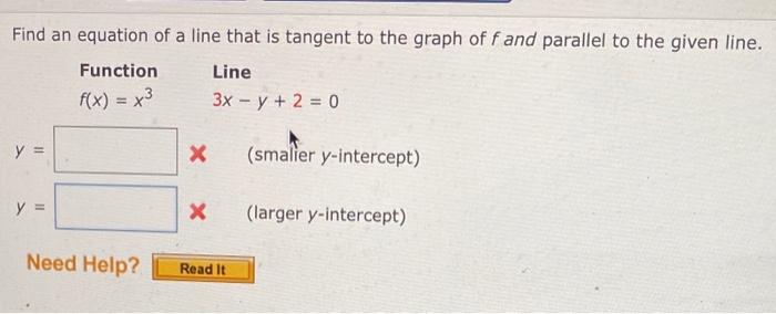 Solved Find an equation of a line that is tangent to the | Chegg.com