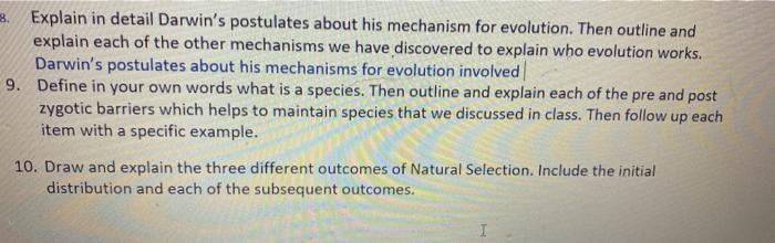 Solved Explain in detail Darwin's postulates about his | Chegg.com