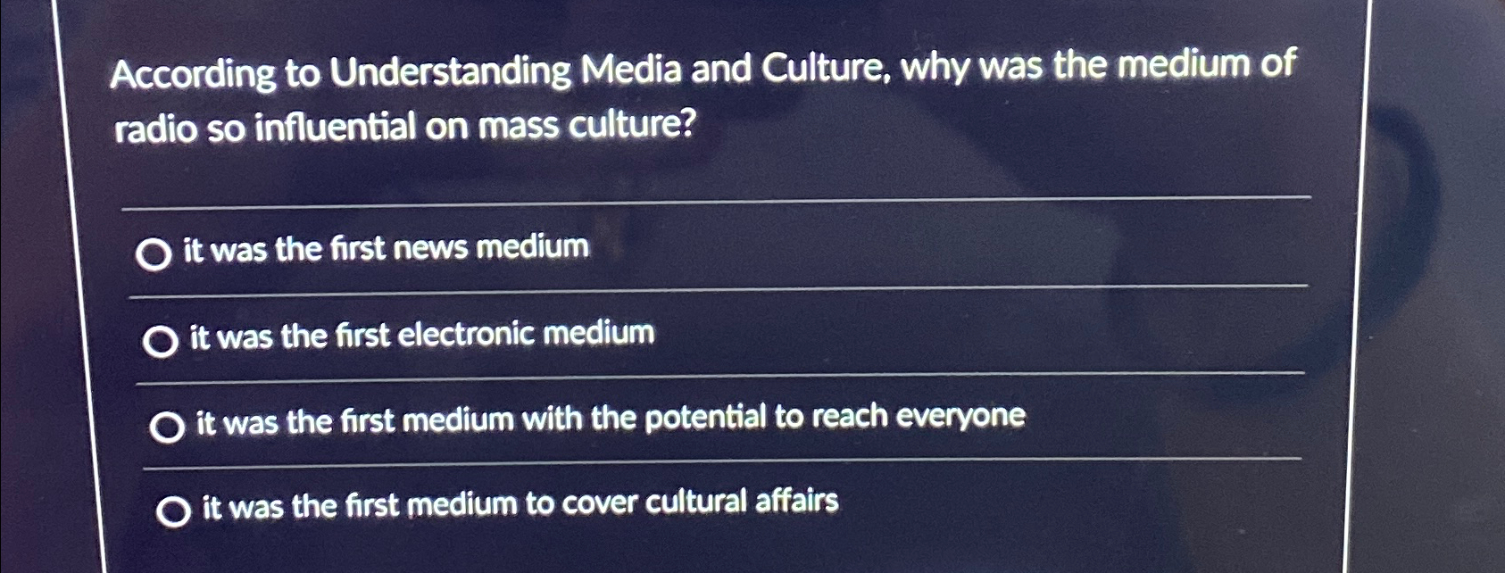 Solved According to Understanding Media and Culture, why was | Chegg.com