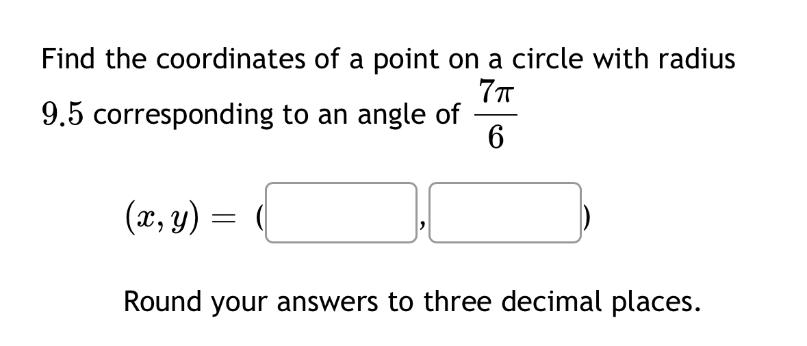 Solved Find the coordinates of a point on a circle with | Chegg.com