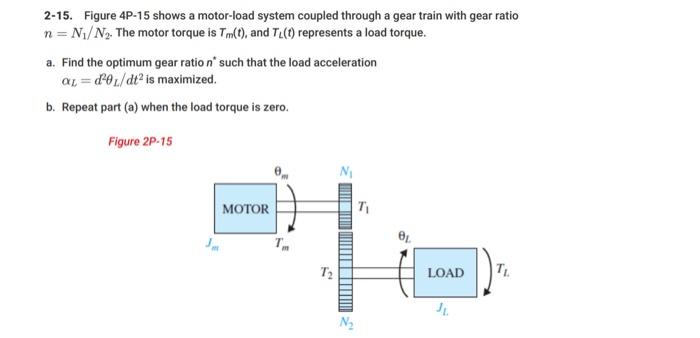 Solved 2-15. Figure 4P−15 shows a motor-load system coupled | Chegg.com