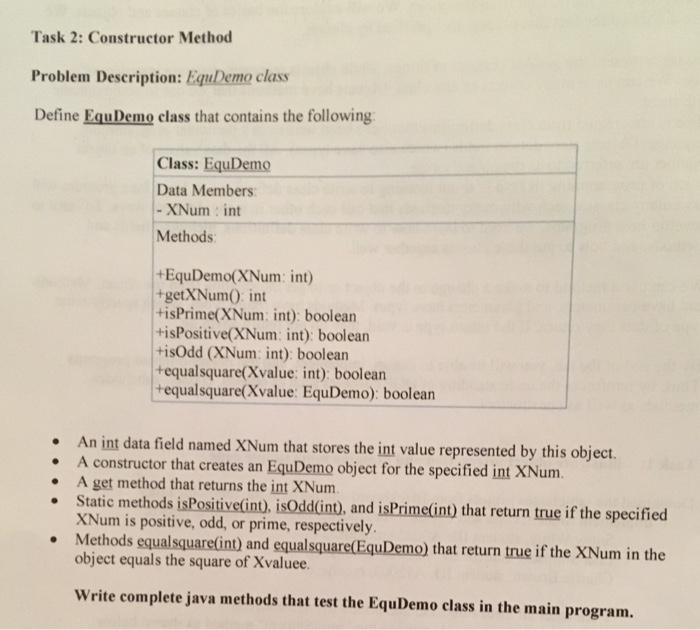 Solved Task 2: Constructor Method Problem Description: | Chegg.com