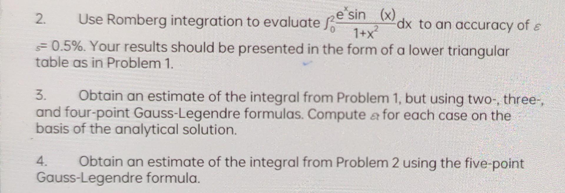 Solved 2. Use Romberg integration to evaluate | Chegg.com