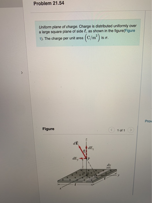 Solved Problem 21.54 Uniform plane of charge. Charge is | Chegg.com