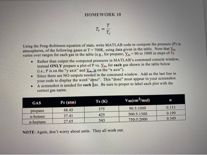 EXERCISE 1 (5 pts): PENG-ROBINSON EQUATION OF STATE | Chegg.com EXERCISE 1 (5 pts): PENG-ROBINSON EQUATION OF STATE | Chegg.com