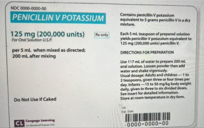 Solved For problems 15 and 16 use the Pennicillin V | Chegg.com