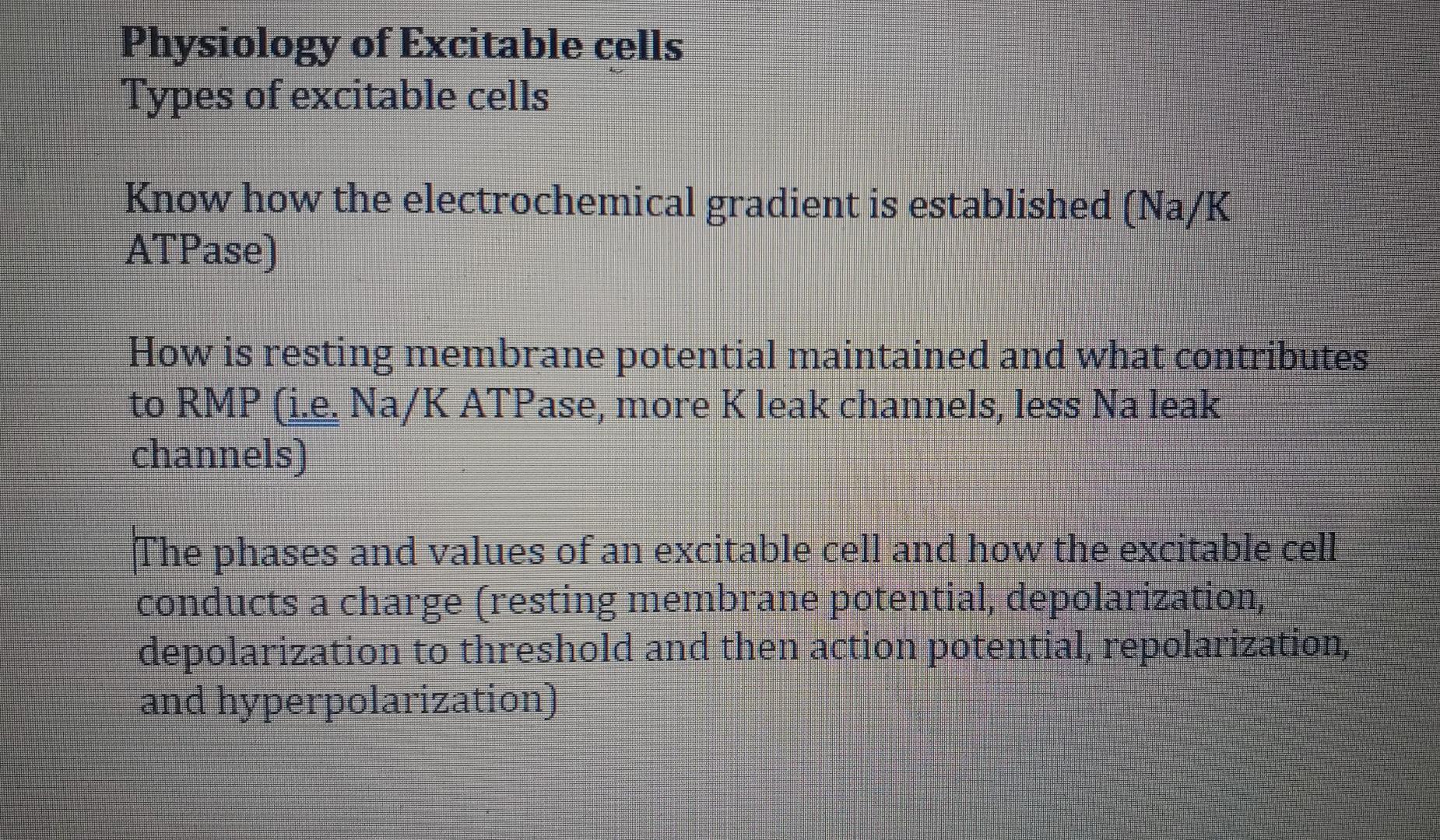 Solved types of excitable cells. know how the | Chegg.com
