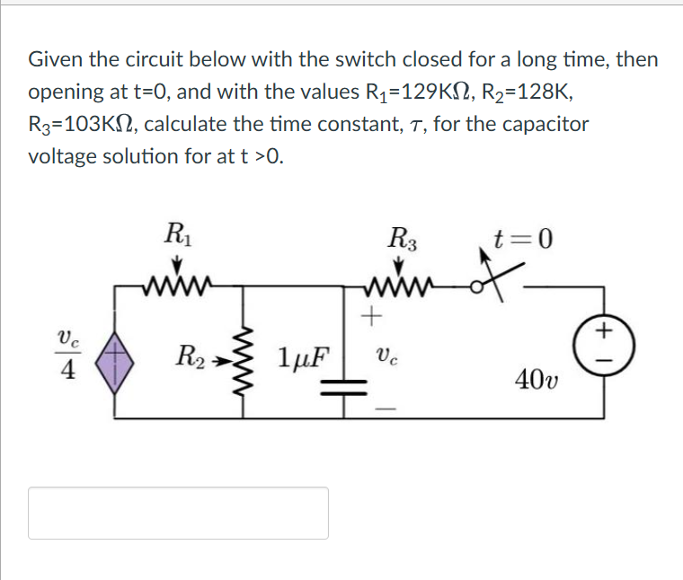 Solved Given the circuit below with the switch closed for a | Chegg.com