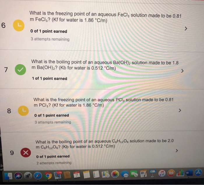 Solved What is the freezing point of an aqueous FeCl3 | Chegg.com