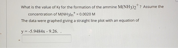 Solved What is the value of Kf for the formation of the | Chegg.com