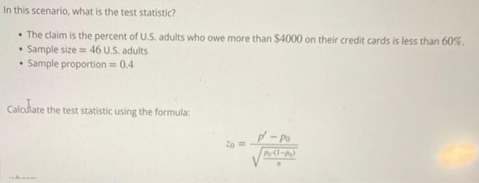 Solved In this scenario, what is the test statistic? - The | Chegg.com