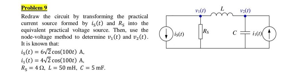 Solved Problem 9 Redraw the circuit by transforming the | Chegg.com
